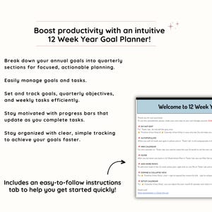 12 Week Planner Spreadsheet| 12 Week Year Goal Planner Google Sheets ...