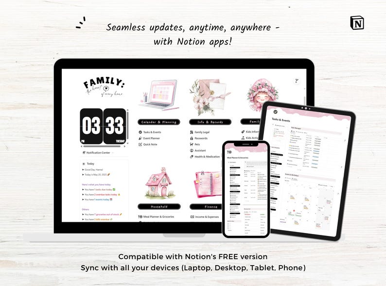 Notion Template Family Household Planner| Home Management Notion ...