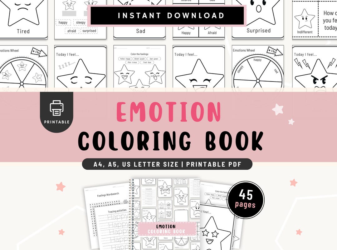 Emotion Coloring Book for Kids| Feelings Activity Workbook| Printable ...