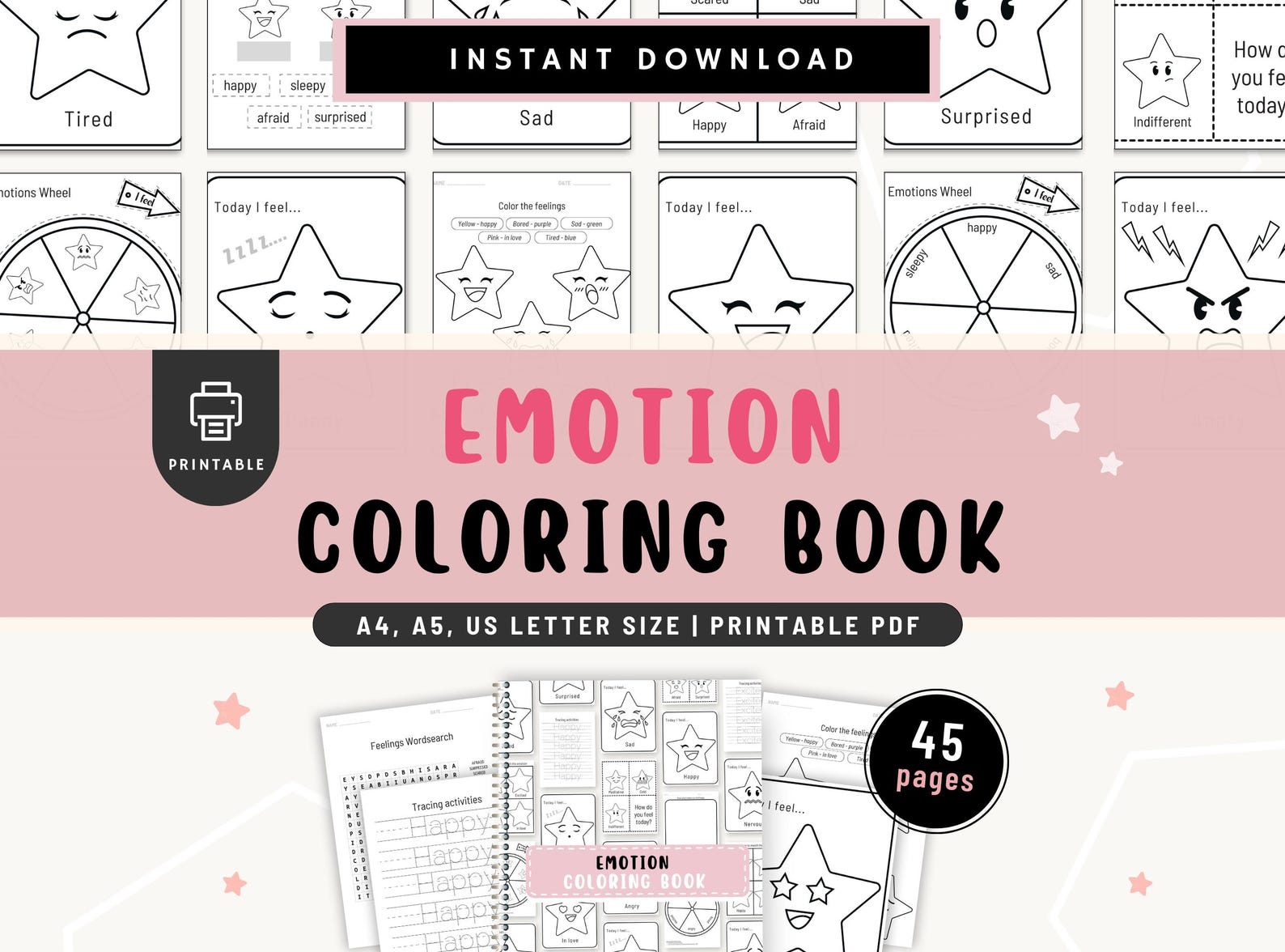 Emotion Coloring Book for Kids| Feelings Activity Workbook| Printable ...