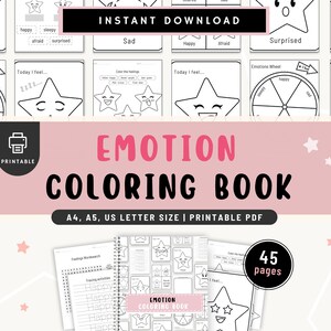 Emotion Coloring Book for Kids| Feelings Activity Workbook| Printable ...