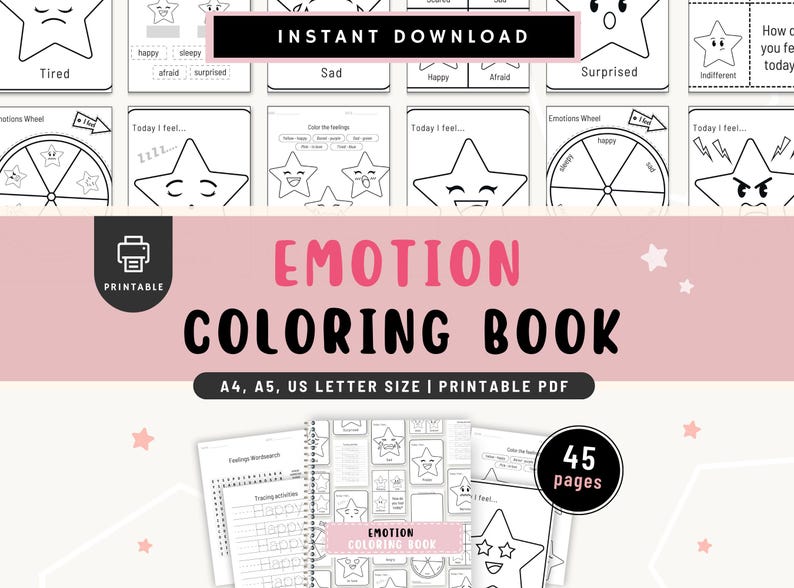Emotion Coloring Book for Kids| Feelings Activity Workbook| Printable ...