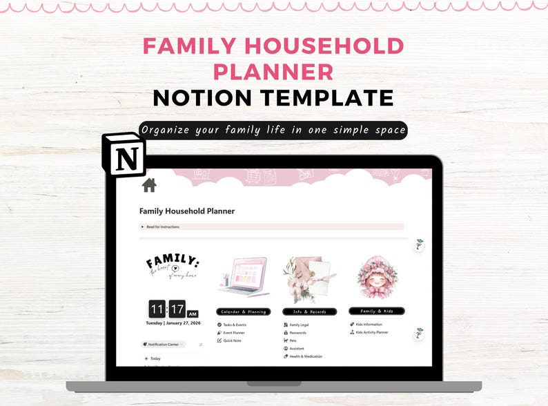 Notion Template Family Household Planner| Home Management Notion ...