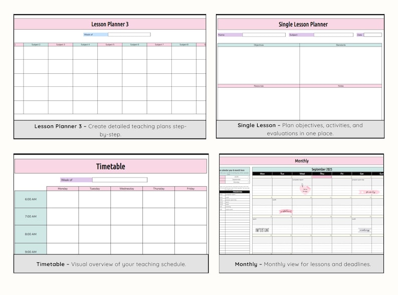Teacher Planner Google Sheets| Teacher Student Planner 2025-2026 ...