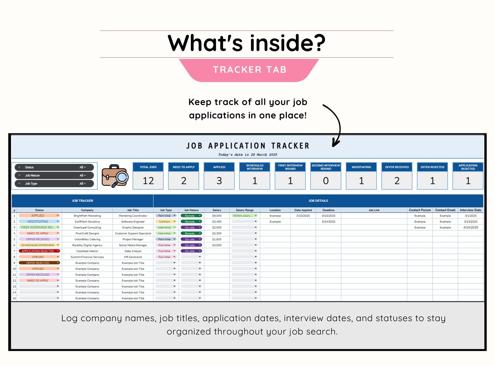 Job Application Tracker Spreadsheet | Job Tracker Google Sheet | Job ...