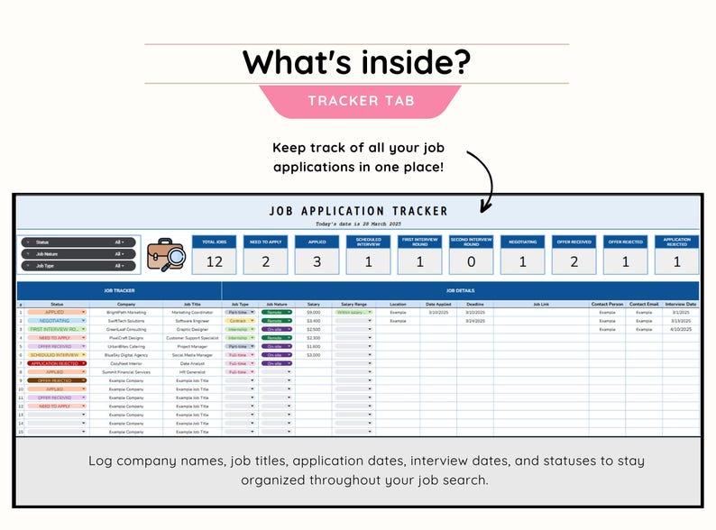 Job Application Tracker Spreadsheet | Job Tracker Google Sheet | Job ...