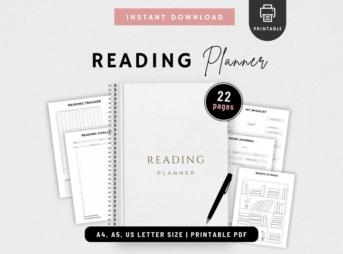 Reading Planner Printable, Reading Tracker, Reading Journal, Reading ...