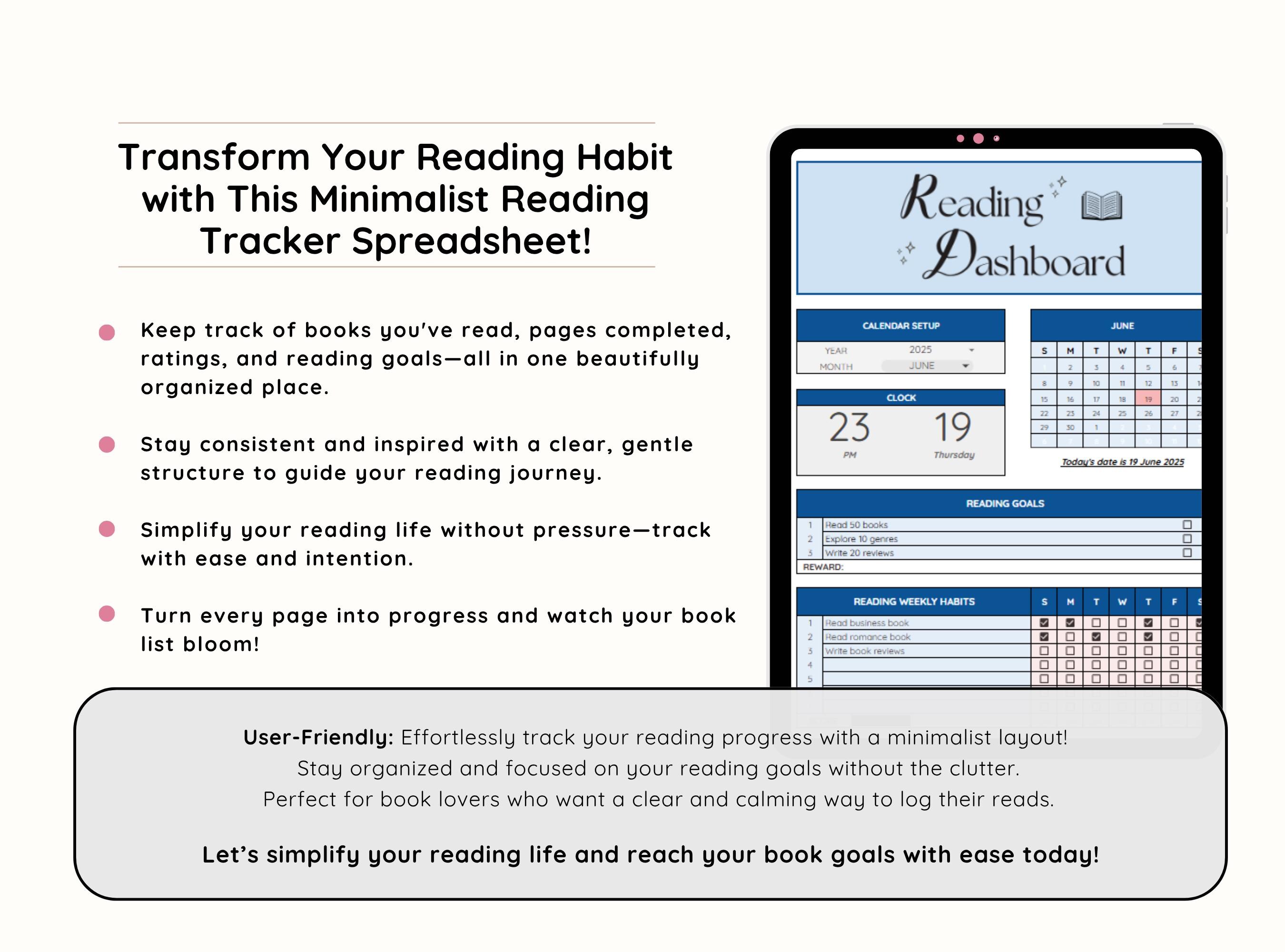 Book Reading Tracker Spreadsheet Template| Book Tracker Google Sheets ...