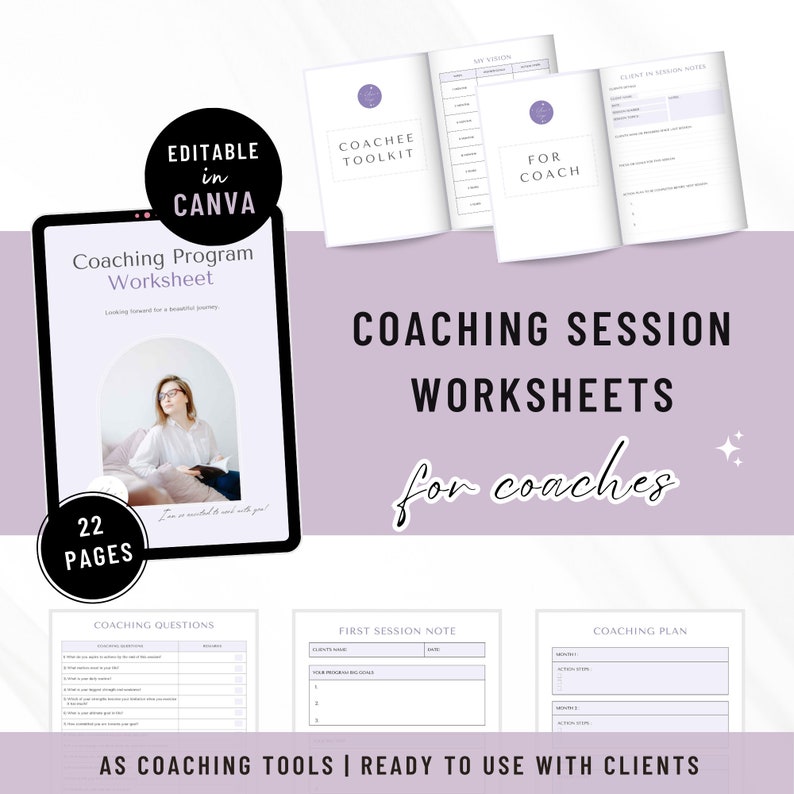 Coaching Session Worksheets Coaching Worksheet Canva Templates for ...