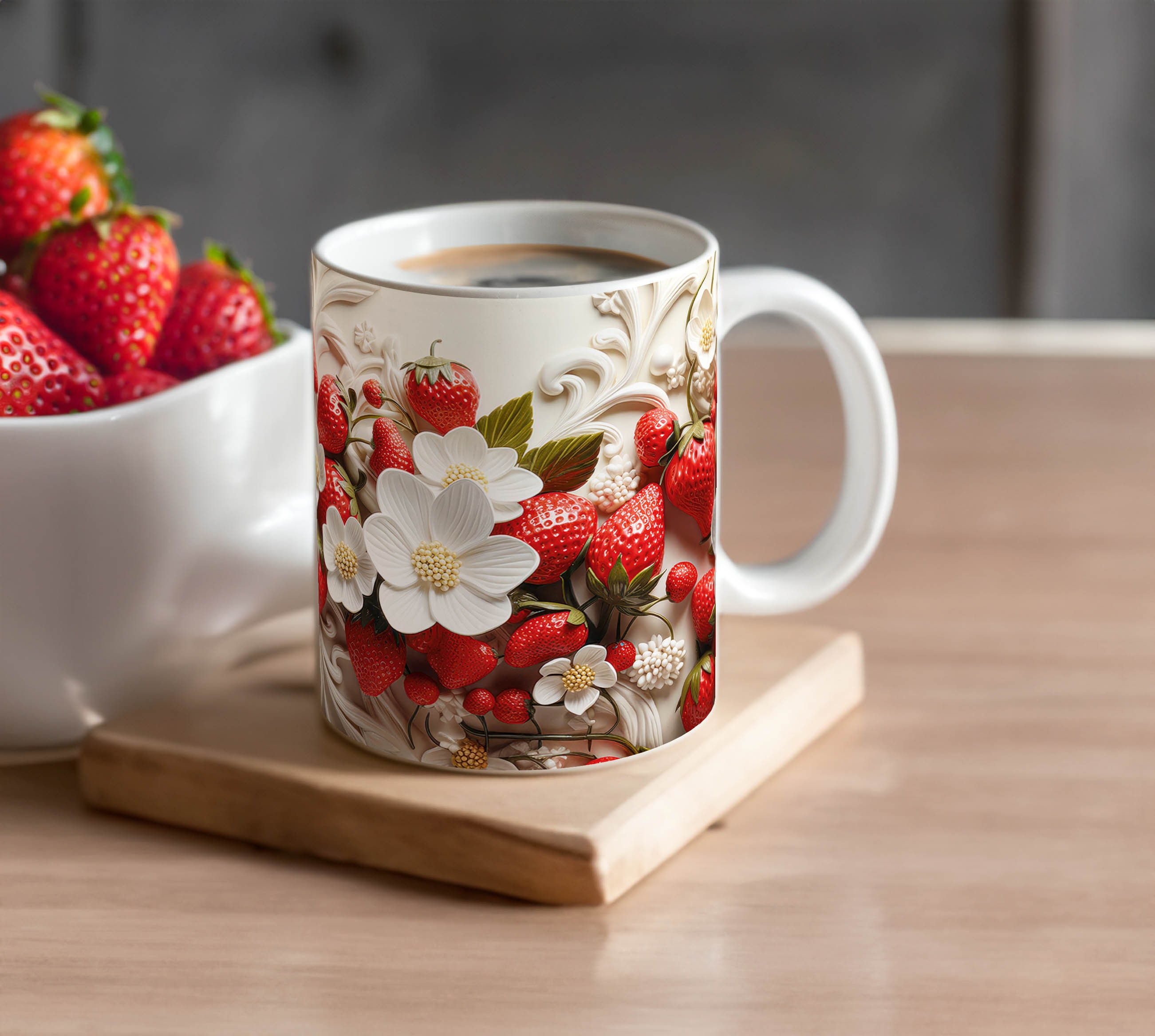 3D Erdbeeren Sublimation Tassen Design für DIY Ideen 3D Porzellan Style ...