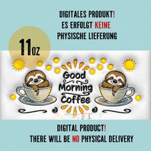 3D Sloth Mug Design for Sublimation – Good Morning Coffee Quote – Puffy ...