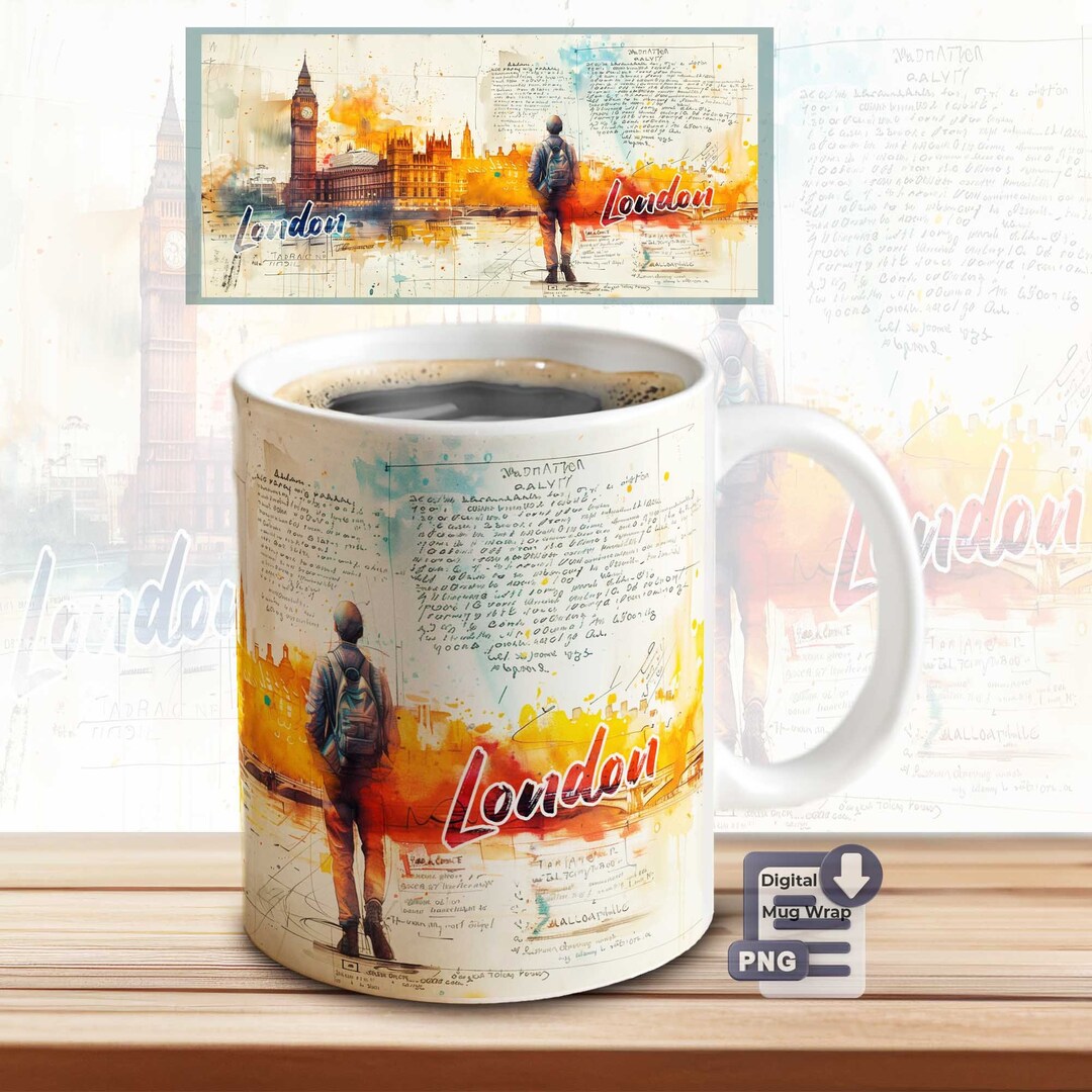 London Mugs Sublimation Design Cities Print Template PNG Download File ...