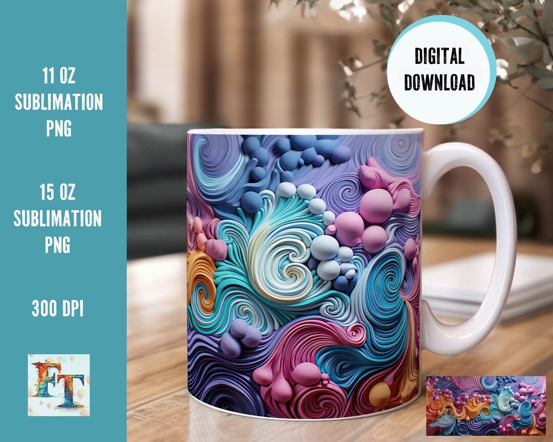 3D Sublimation Mug Design for DIY Abstract Pattern 11oz and 15oz Mug ...