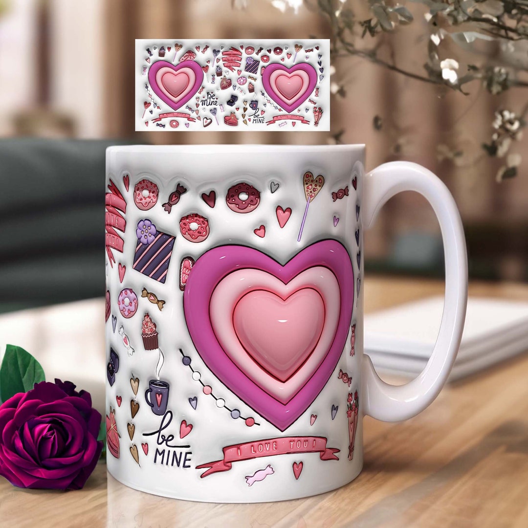 Inflated 3D Cup Design Download I Love You Sublimation Design as a PNG ...