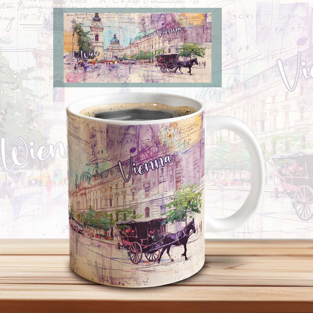 Vienna Mugs Sublimation Print Template Cities Print Template PNG ...