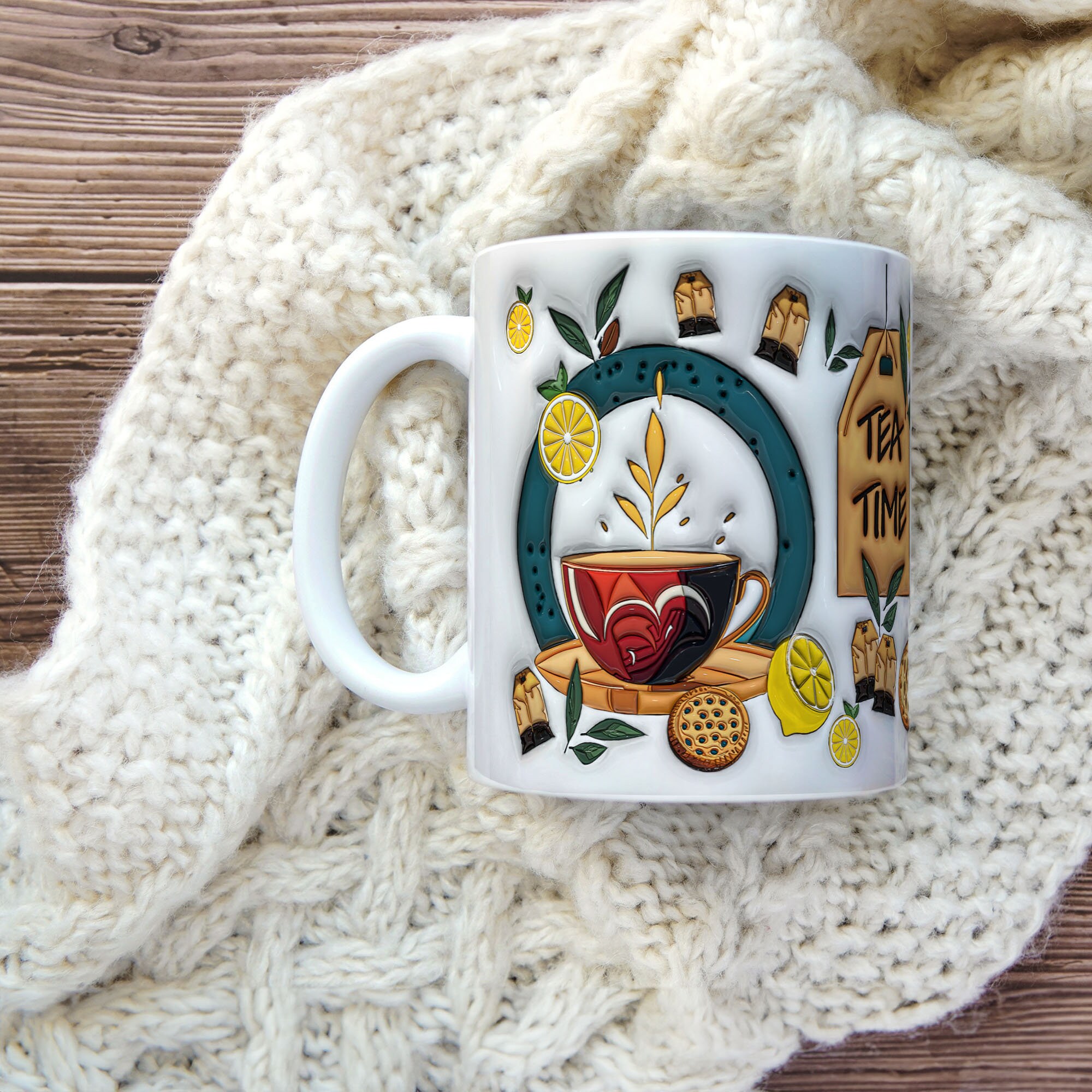 Tea Time Mug Wrap Sublimation Design | 15oz & 11oz Mug PNG Instant ...