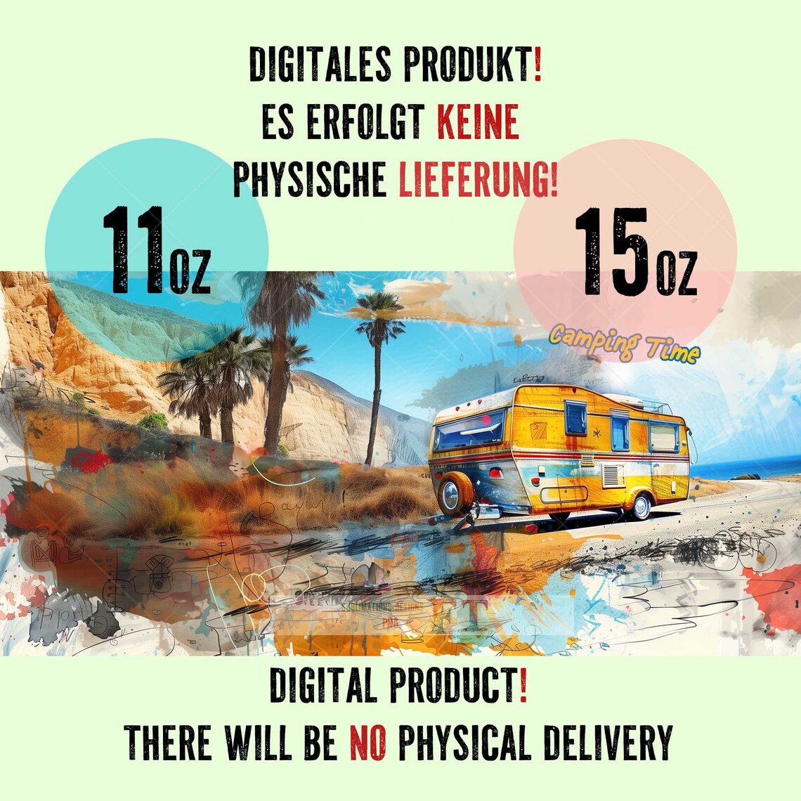 Caravan Mug Sublimation Design – Camping Time Quote – 11 Oz & 15 Oz PNG ...