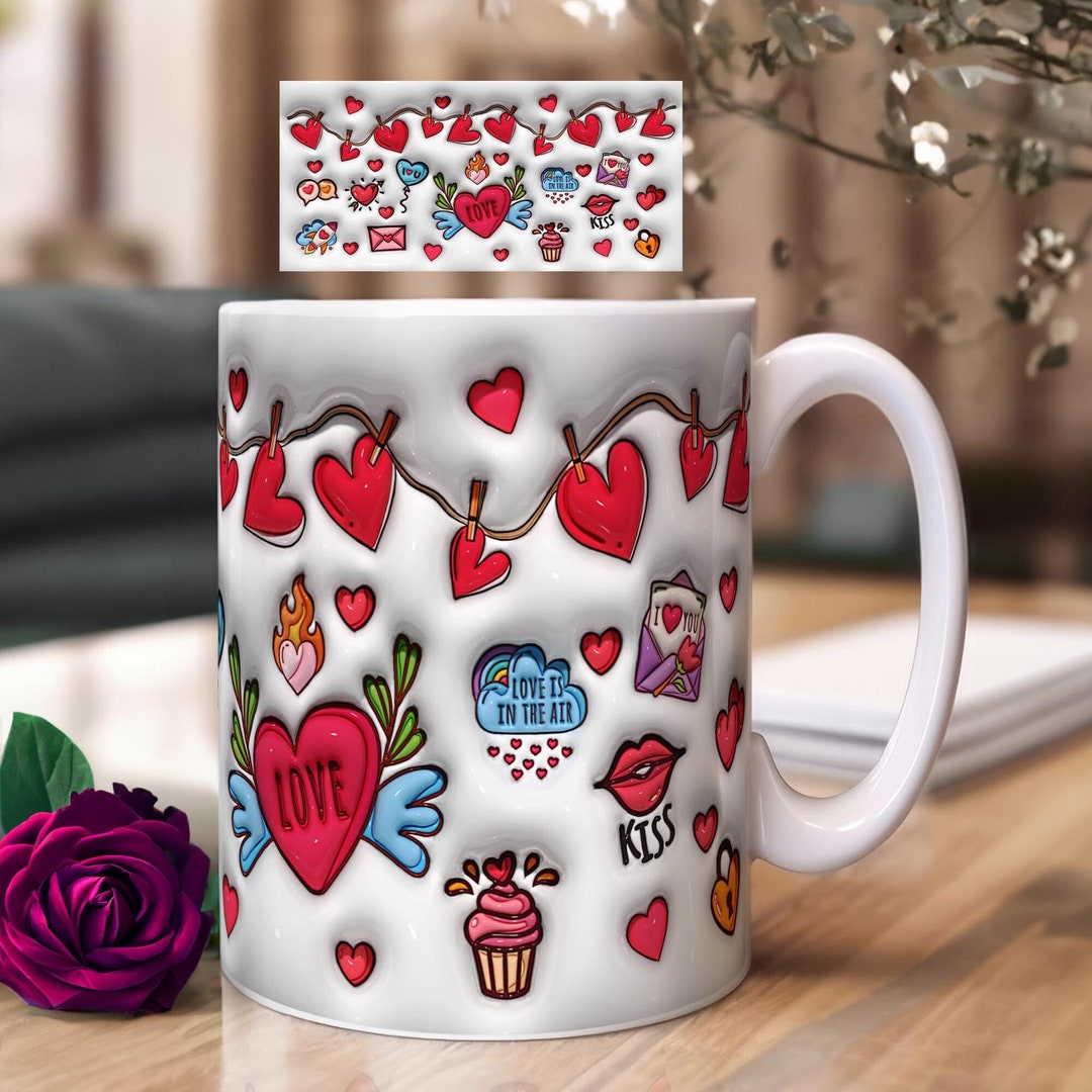 Conception de tasse 3D gonflée Love You is Sublimation design comme ...