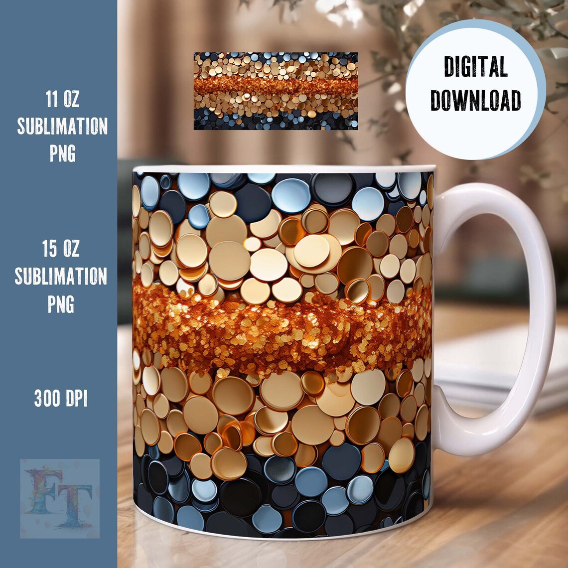 Sequin Sublimation Design for Mugs | 3D Sequin Style | Glitter ...