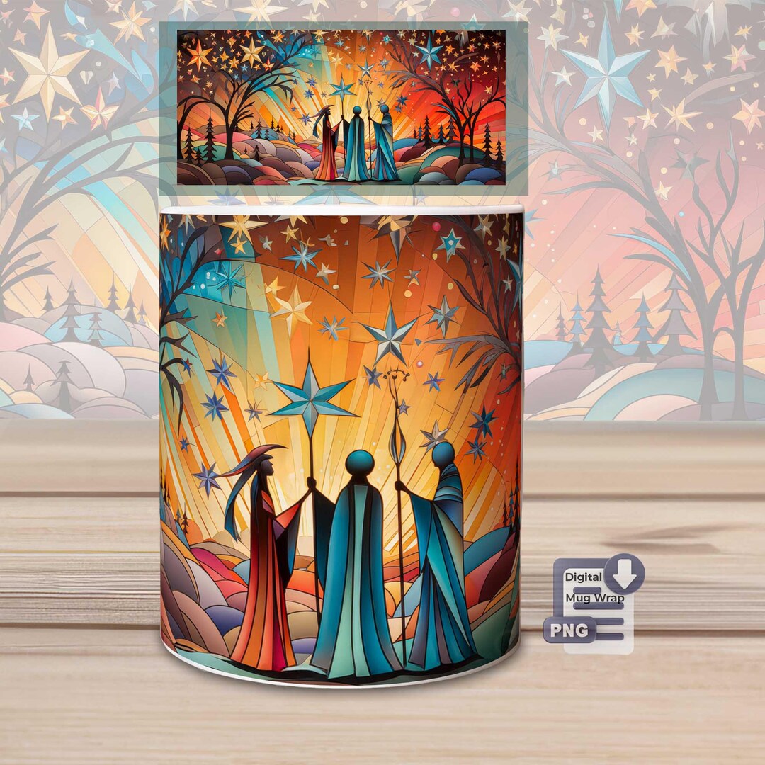 Three Holy Kings Mugs Sublimation Design Christmas Print Template for ...