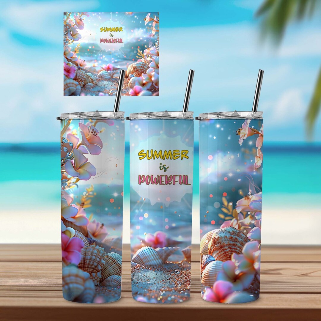 Tumbler Sublimation Design Seamless Beach Motif Saying Skinny Tumbler ...