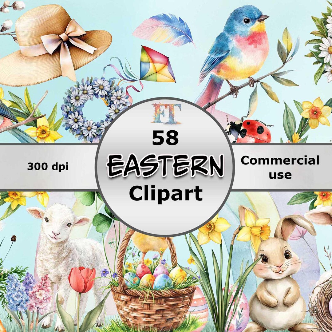Easter Clipart Set | 58 PNG Files, Transparent Background | Easter ...