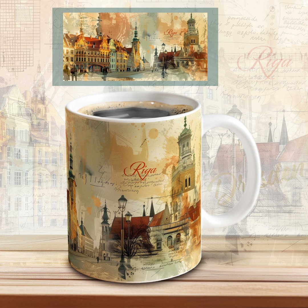 Riga Mugs Sublimation Print Template Cities Print Template PNG Download ...