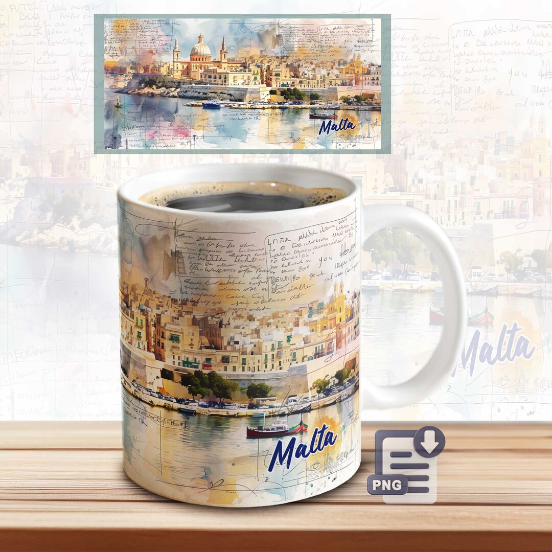 Malta Mug Sublimation Template Cities Print Template PNG Download File ...