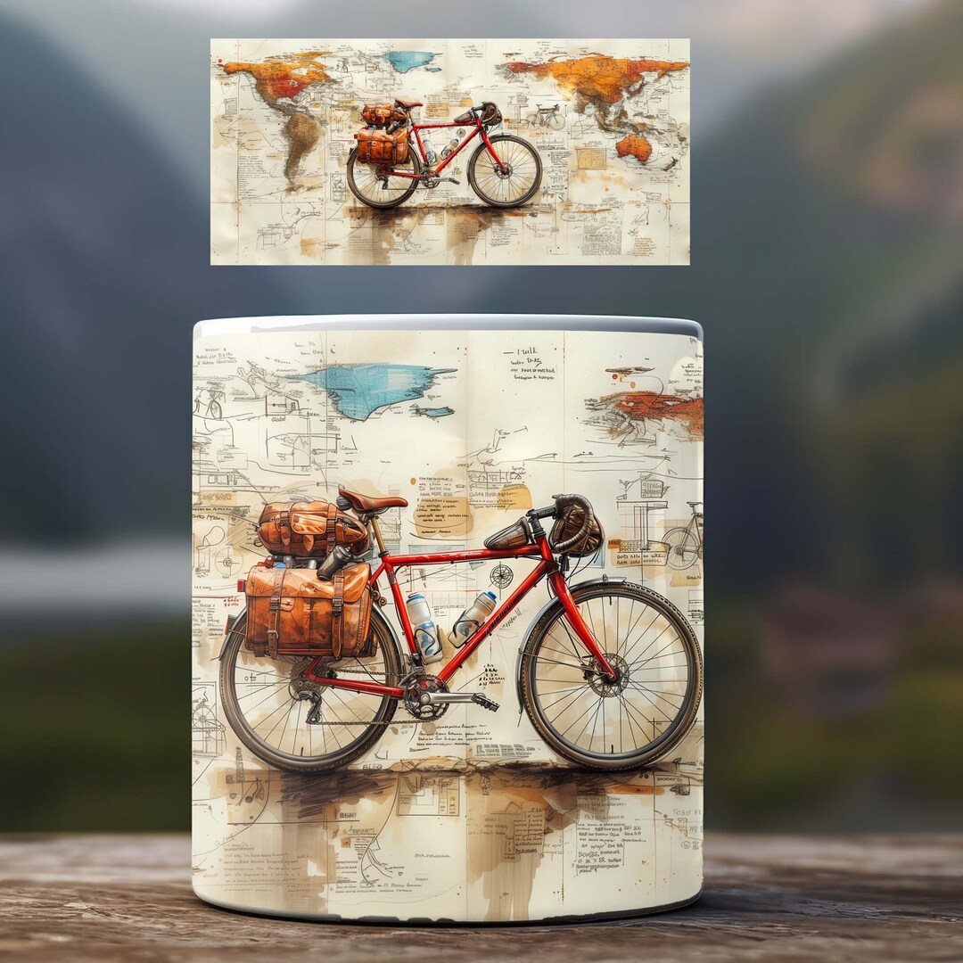 Bicycle Holiday Mugs Sublimation Design Print Template Gift Idea for ...