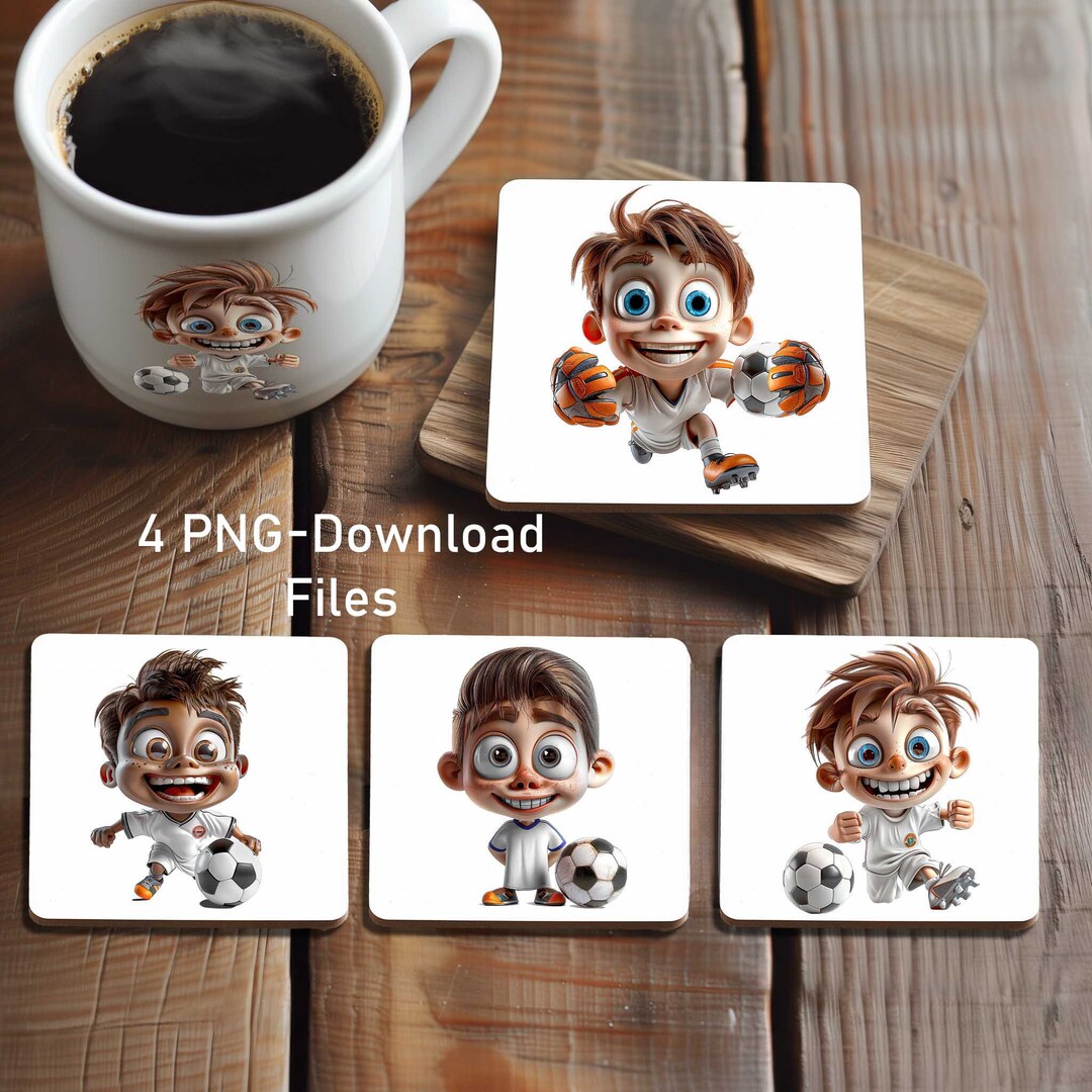 4 Football Player Sublimation Coaster Print Templates | Sublimation ...