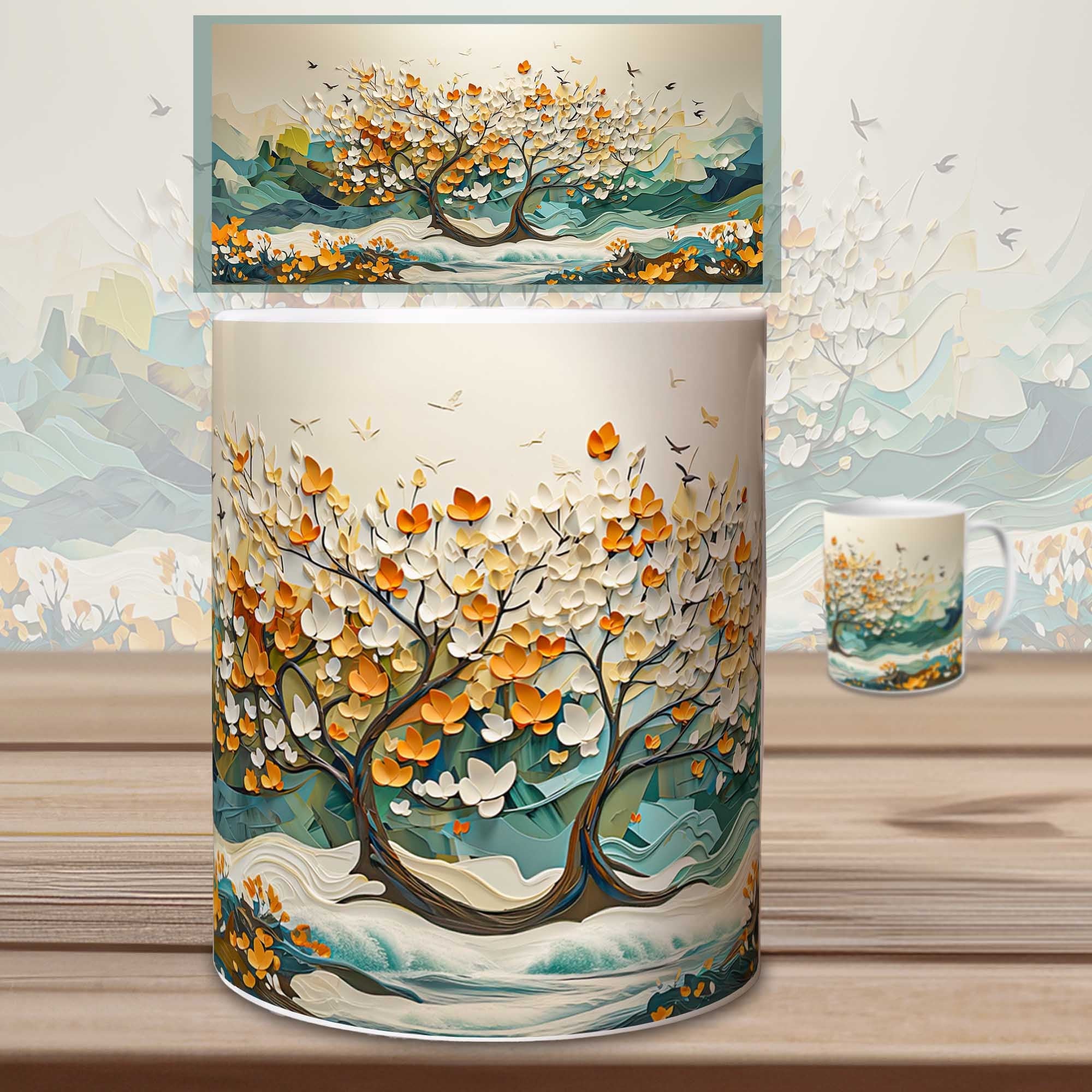 3D Tree of Life Mug Wrap – Japandi Style | PNG Sublimation Design for ...
