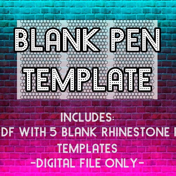 Ss10 Blank Pen Rhinestone Template Etsy