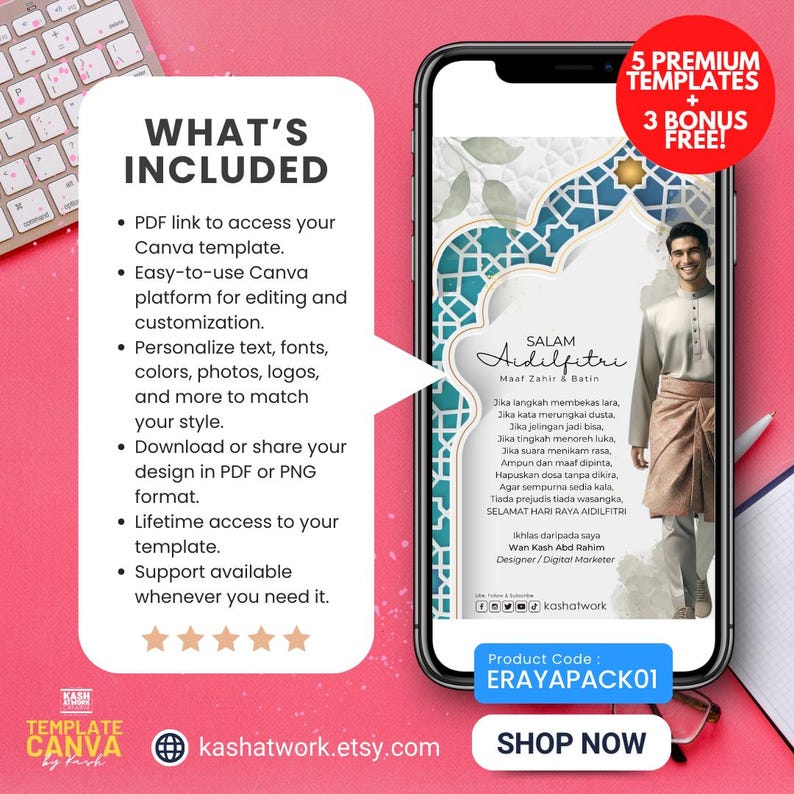 Premium E-kad Raya 2025 by Kash – Customizable Digital Eid Greeting ...