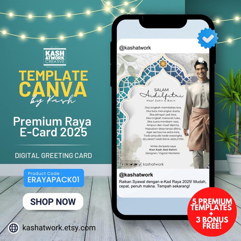 Premium E-kad Raya 2025 by Kash – Customizable Digital Eid Greeting ...