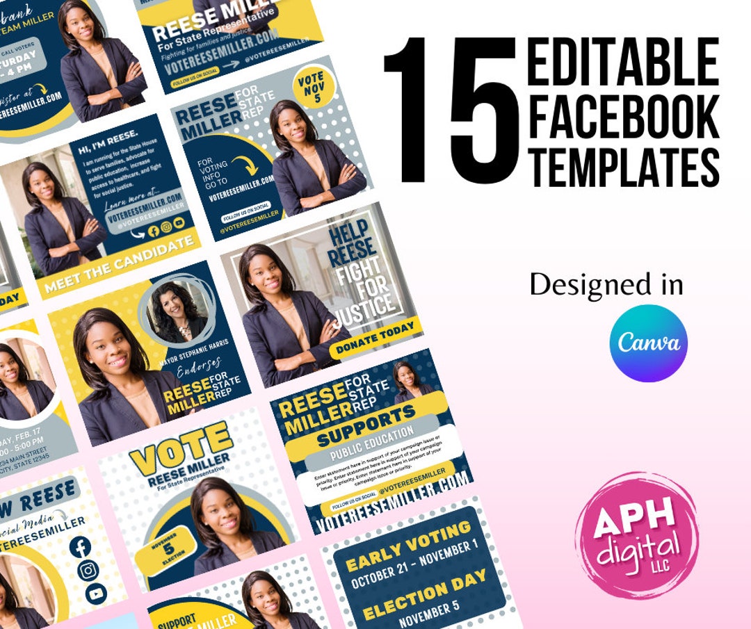 Political Campaign Facebook Templates, Printable Election Design, DIY ...