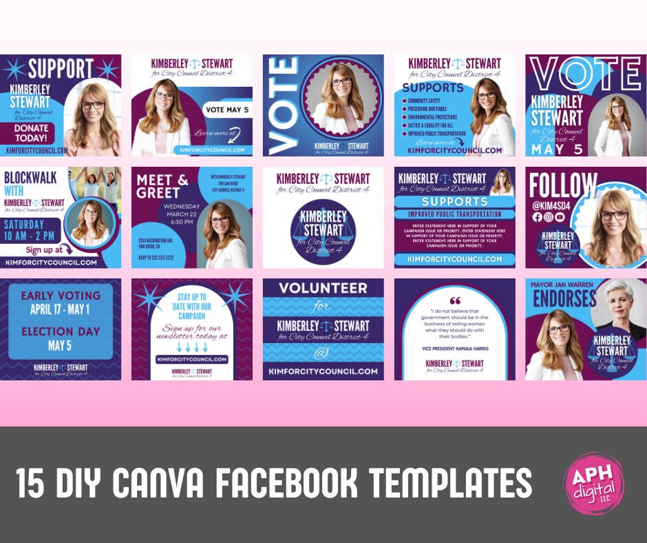 Political Campaign Facebook Templates, Printable Election Design, DIY ...