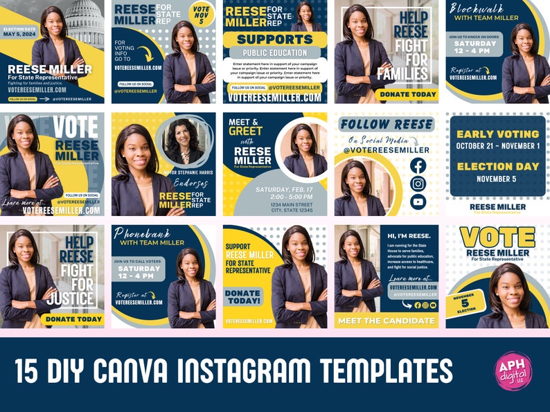 Political Campaign Instagram Templates, Printable Election Design, DIY ...