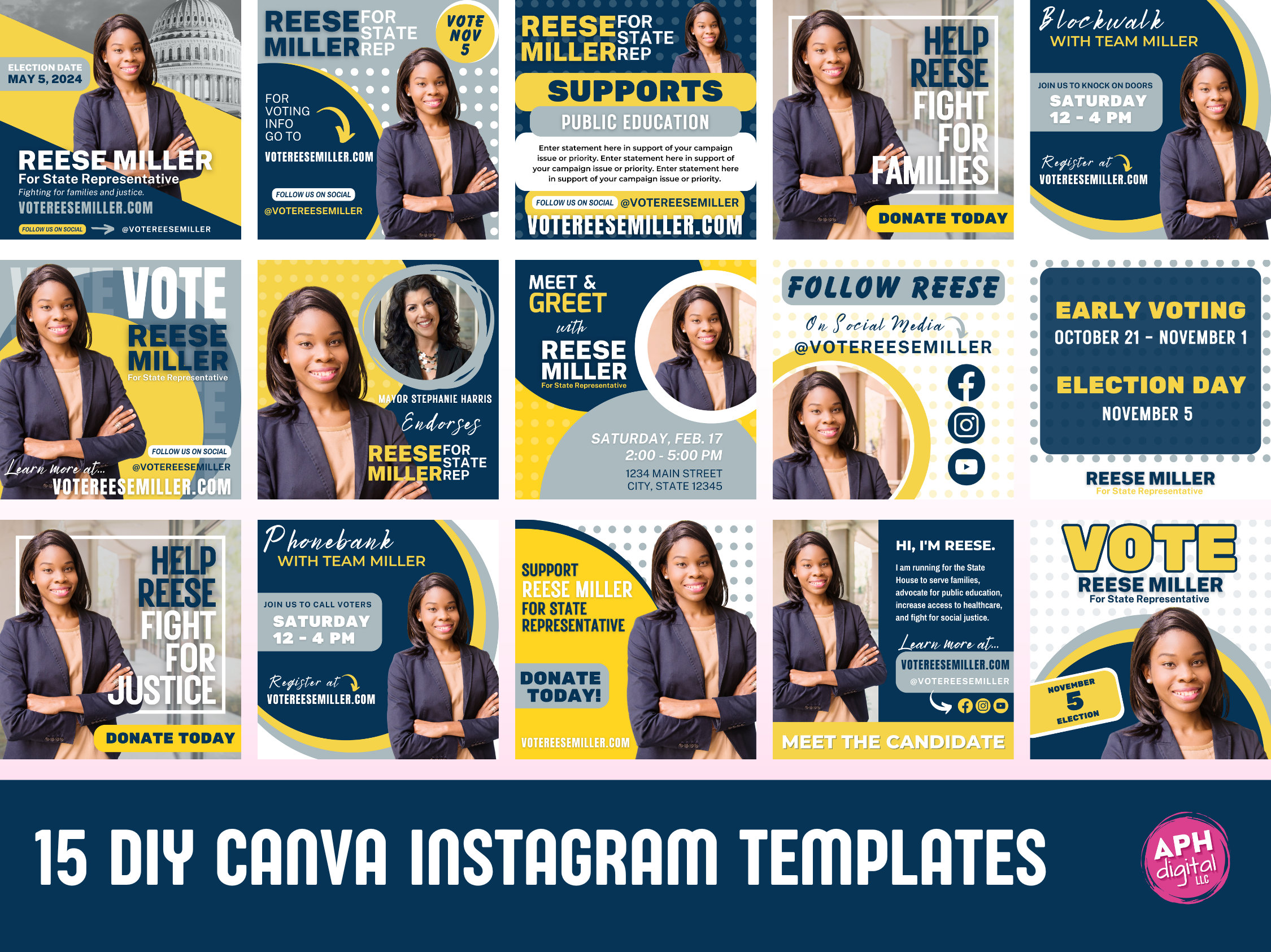 Political Campaign Instagram Templates, Printable Election Design, DIY ...