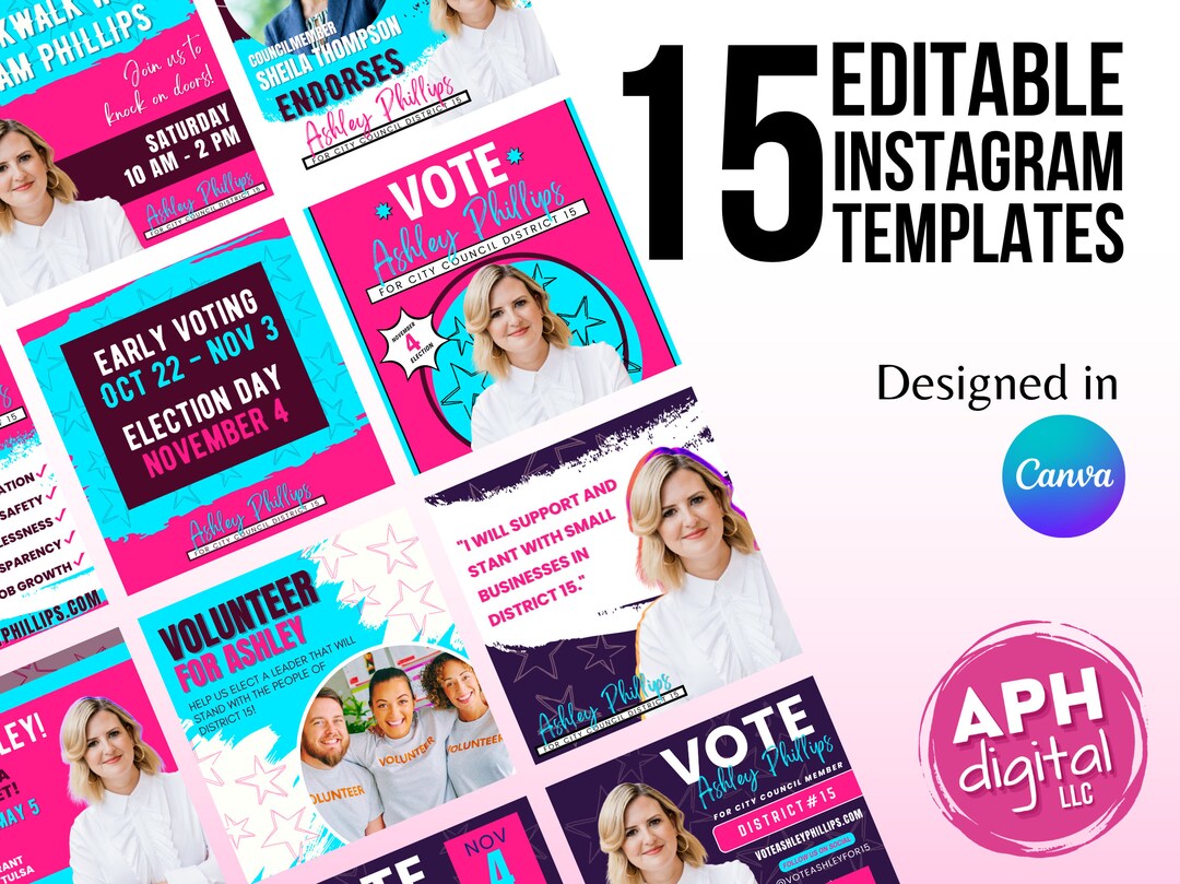 Political Campaign Instagram Templates, Printable Election Design, DIY ...