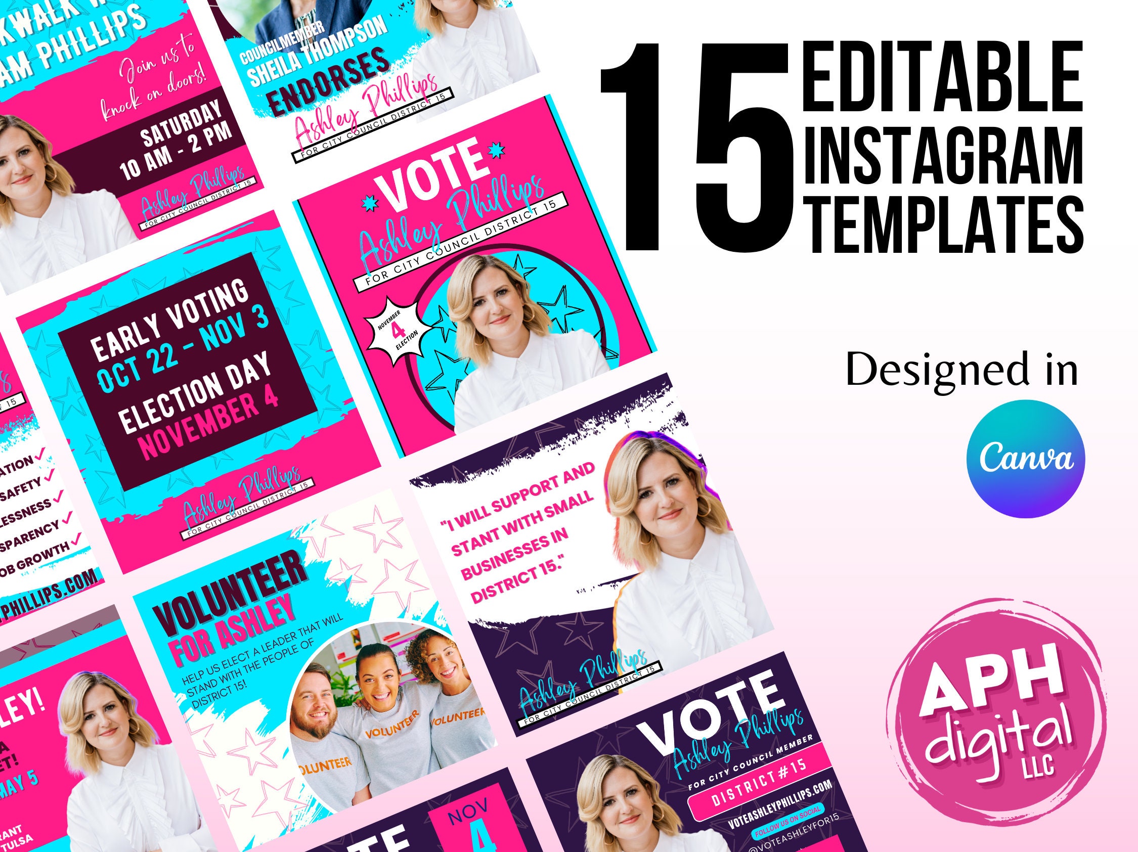 Political Campaign Instagram Templates, Printable Election Design, DIY ...