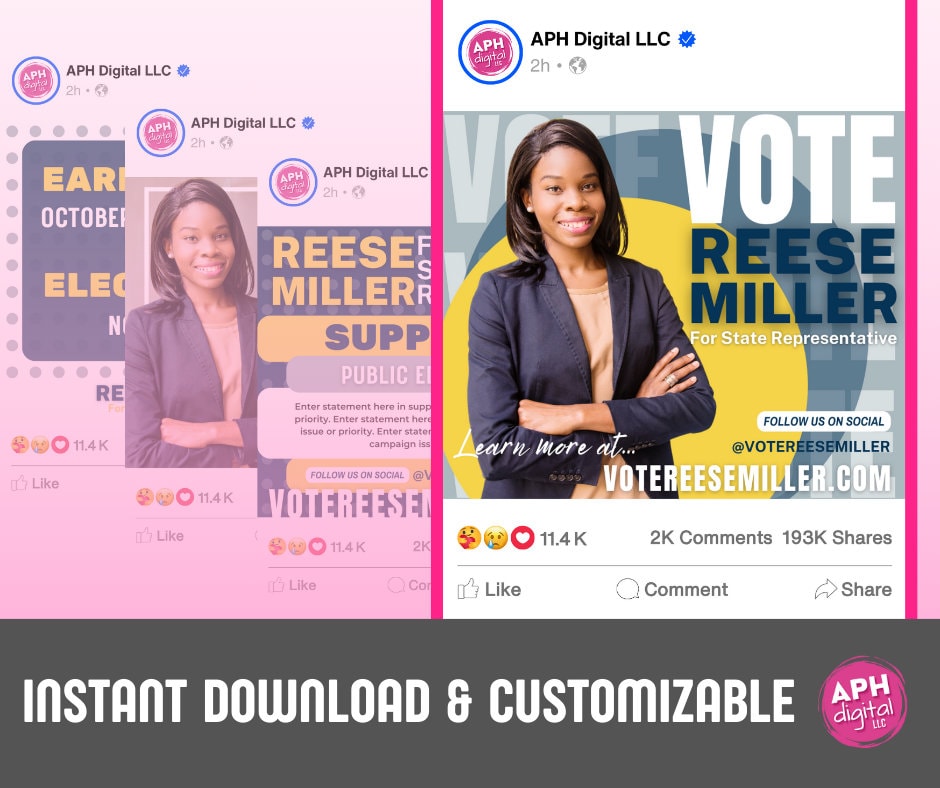 Political Campaign Facebook Templates, Printable Election Design, DIY ...