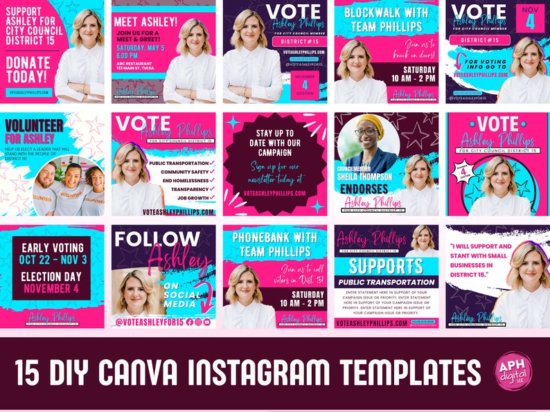 Political Campaign Instagram Templates, Printable Election Design, DIY ...
