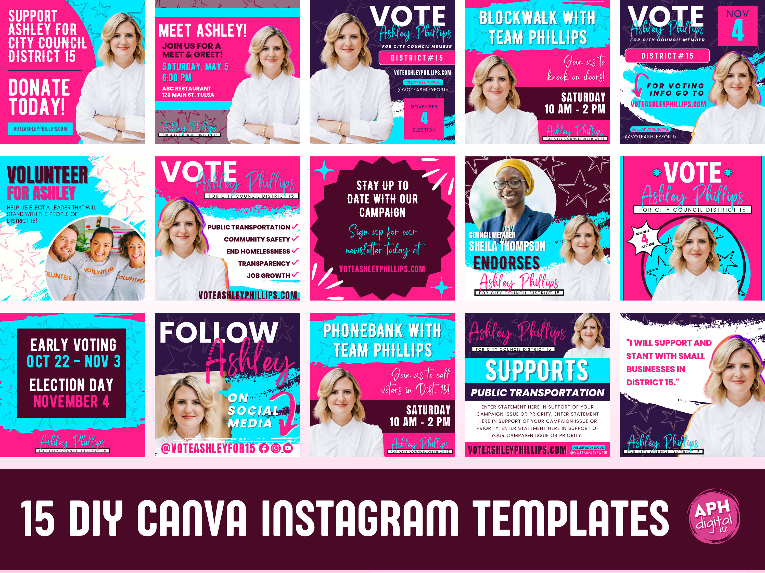 Political Campaign Instagram Templates, Printable Election Design, DIY ...