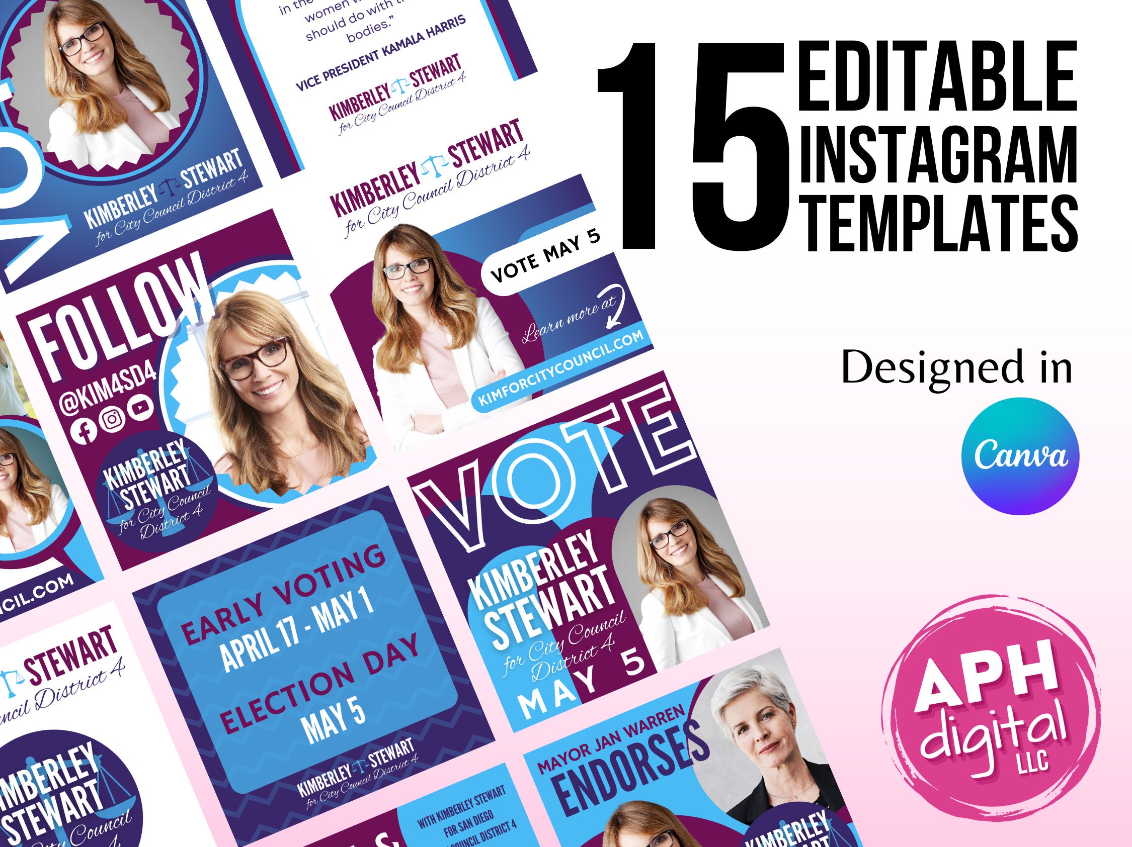 Political Campaign Instagram Templates, Printable Election Design, DIY ...