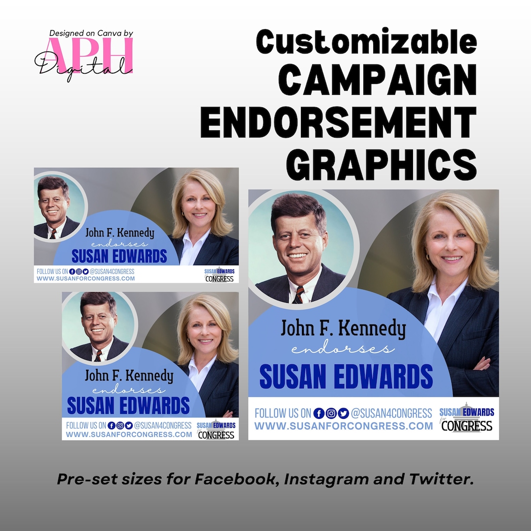 Social Media Graphic Templates for Political Campaign Endorsements - Etsy