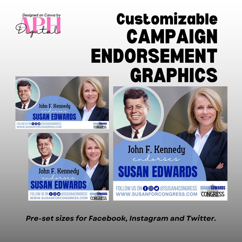 Social Media Graphic Templates for Political Campaign Endorsements - Etsy