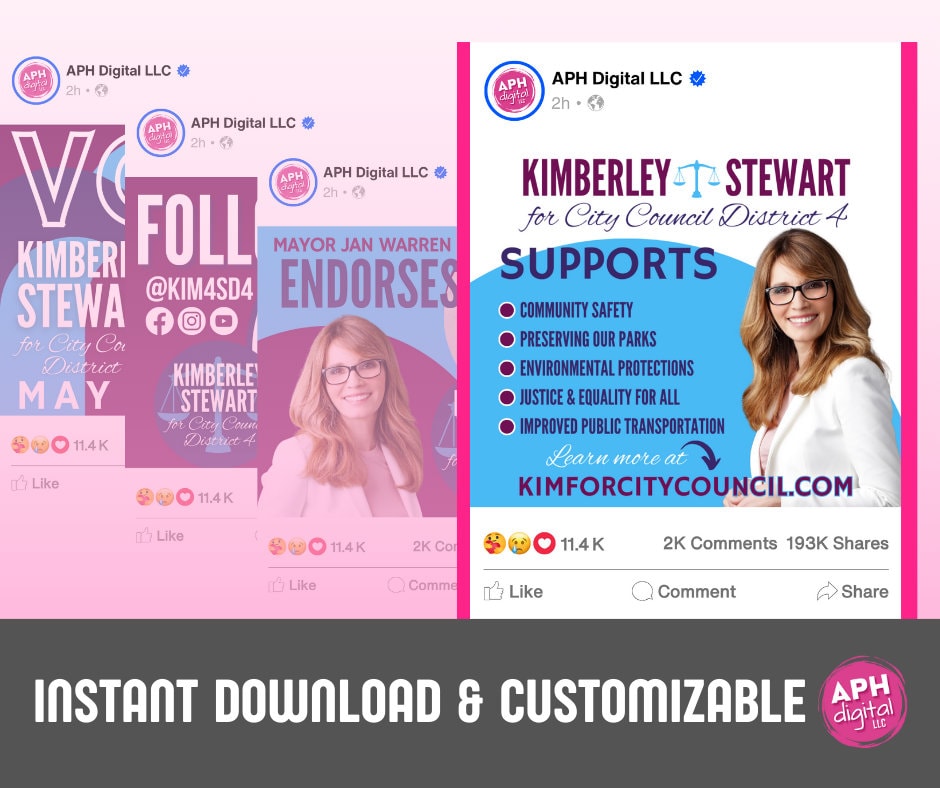 Political Campaign Facebook Templates, Printable Election Design, DIY ...