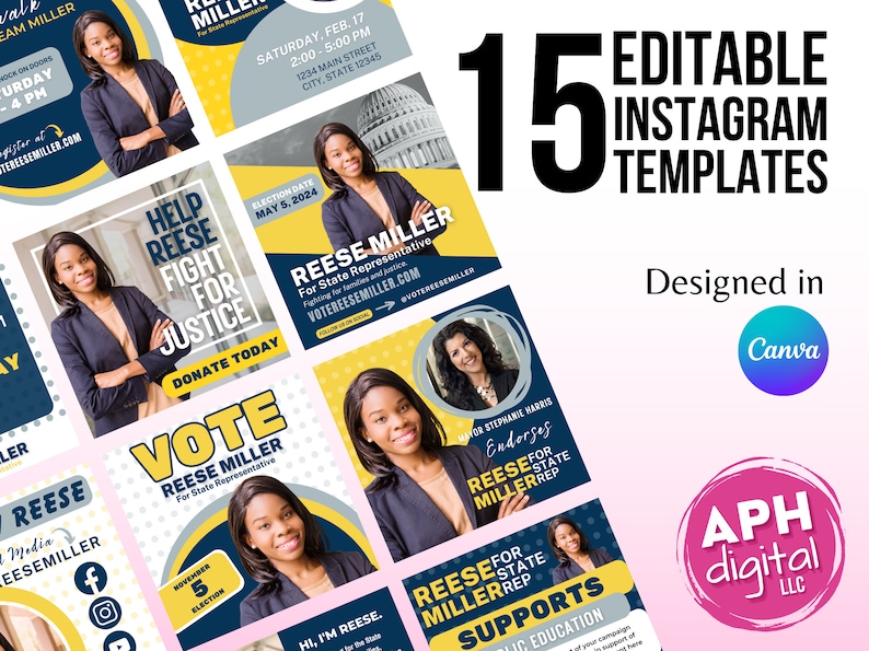 Political Campaign Instagram Templates, Printable Election Design, DIY ...
