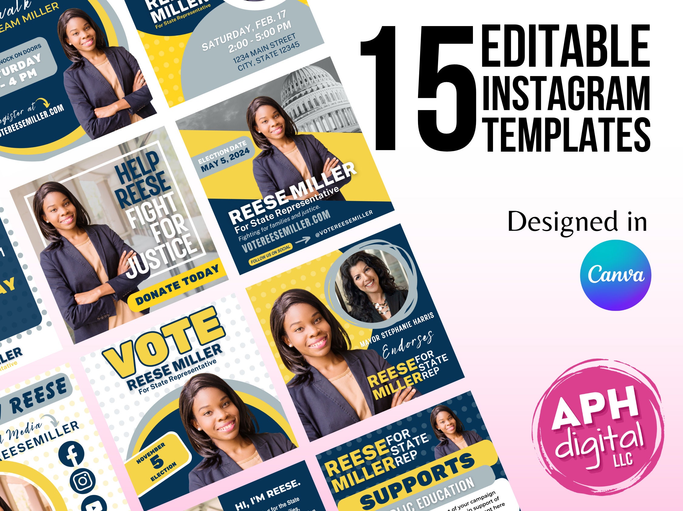 Political Campaign Instagram Templates, Printable Election Design, DIY ...