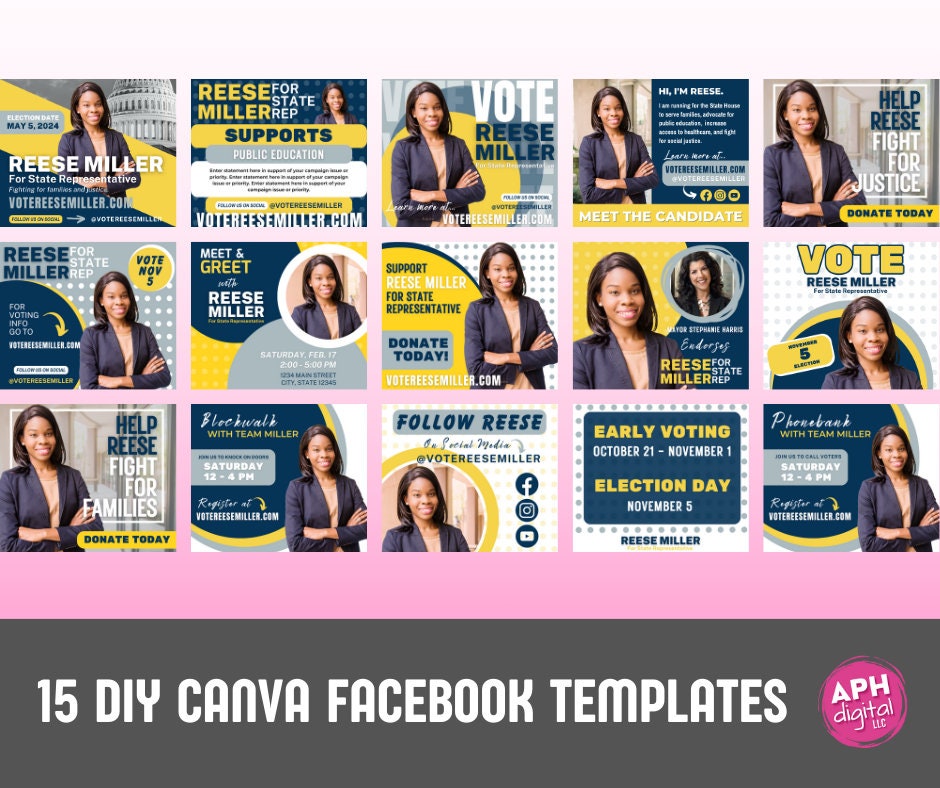 Political Campaign Facebook Templates, Printable Election Design, DIY ...
